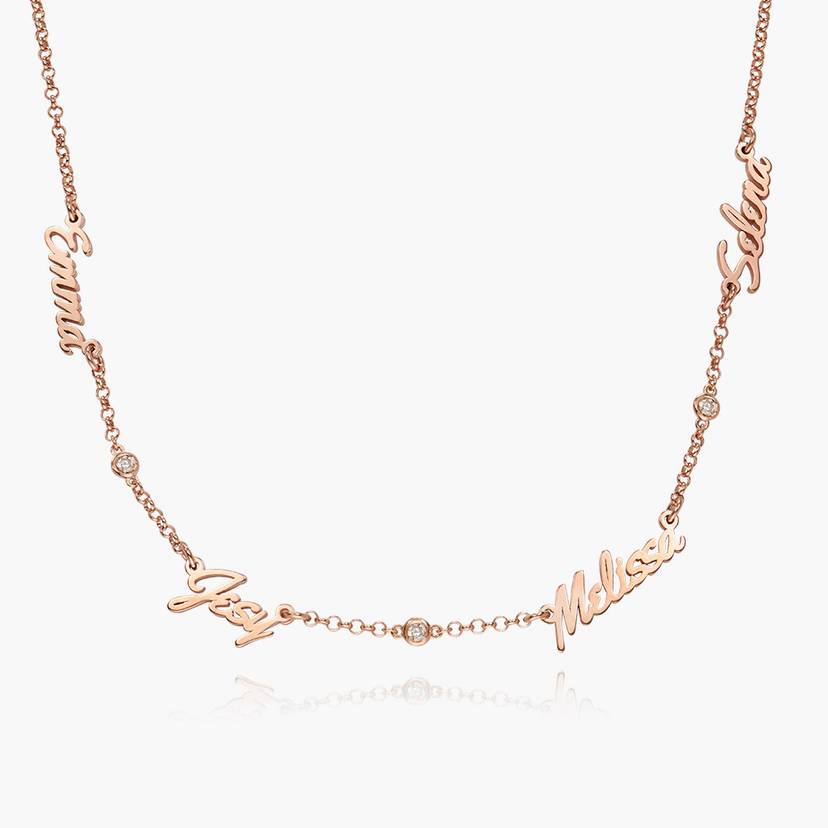 Real Love Multiple Name Necklace with Diamonds - Rose Gold Vermeil ...
