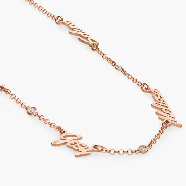Real Love Multiple Name Necklace with Diamonds - Rose Gold Vermeil ...