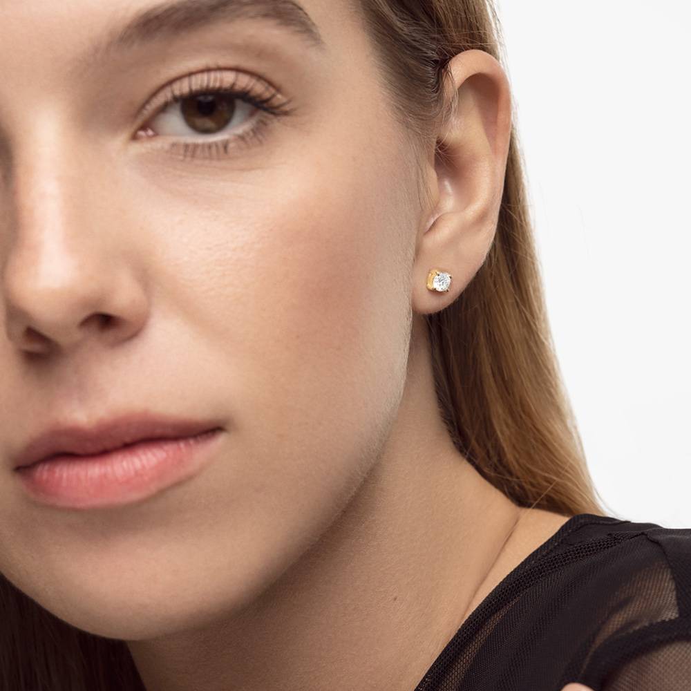 Round Diamond Stud Earrings 1 CT - 14k Solid Gold - Oak & Luna
