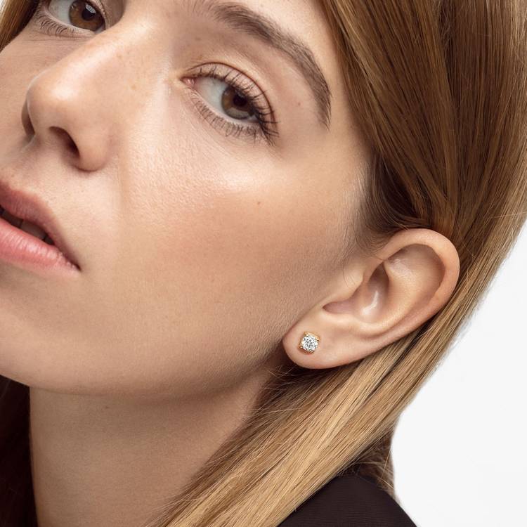 Round Diamond Stud Earrings 1 CT - 14k Solid Gold - Oak & Luna