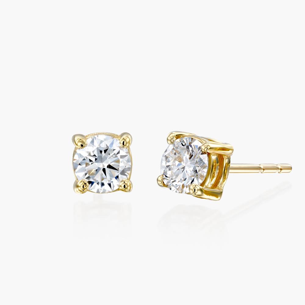 Round Diamond Stud Earrings 1 CT - 14k Solid Gold - Oak & Luna