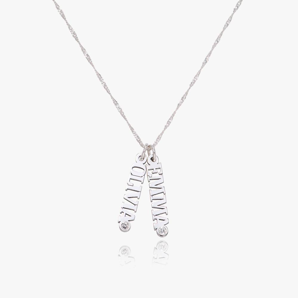 Singapore Chain Name Necklace with Diamonds - 14k White Gold - Oak & Luna