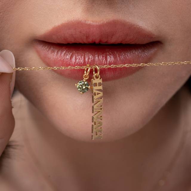 Singapore Chain Name Necklace With 0.3 Ct Fancy Diamond - 14k Solid ...