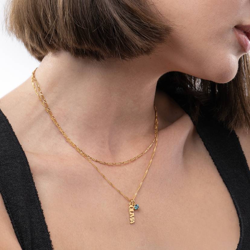 Singapore Chain Name Necklace With 0.3 Ct Fancy Diamond - Gold Vermeil ...