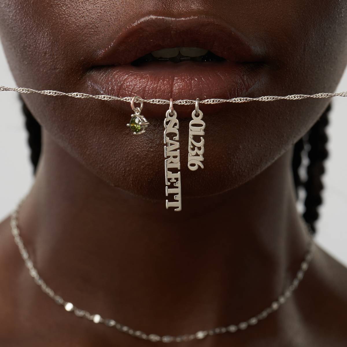 Singapore Chain Name Necklace With 0.3 Ct Fancy Diamond - Silver - Oak ...