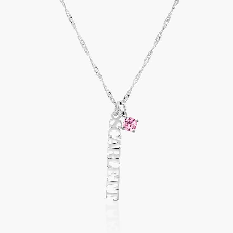 Singapore Chain Name Necklace With 0.3 Ct Fancy Diamond - Silver - Oak ...