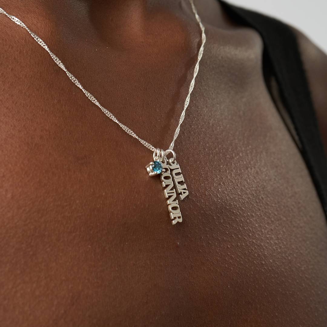 Singapore Chain Name Necklace With 0.3 Ct Fancy Diamond - Silver - Oak ...