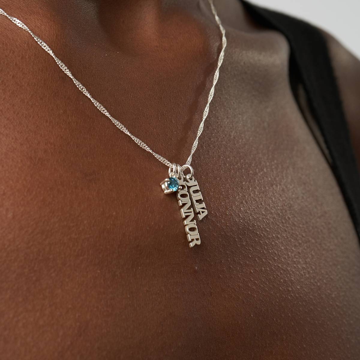 Singapore Chain Name Necklace With 0.3 Ct Fancy Diamond - Silver - Oak ...