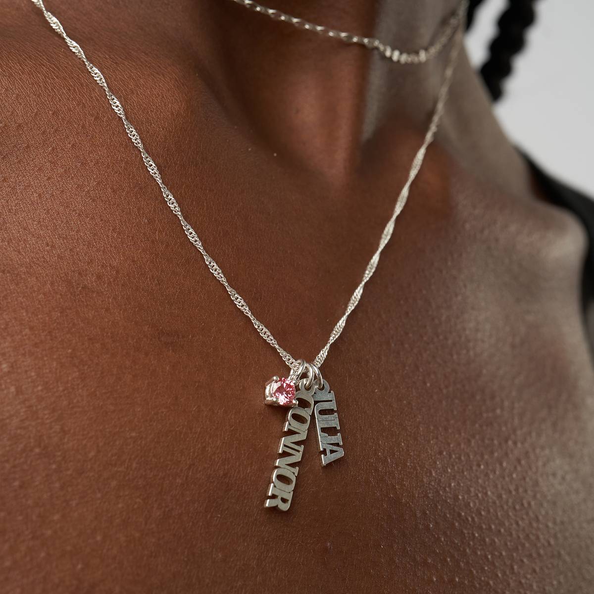 Singapore Chain Name Necklace With 0.3 Ct Fancy Diamond - Silver - Oak ...