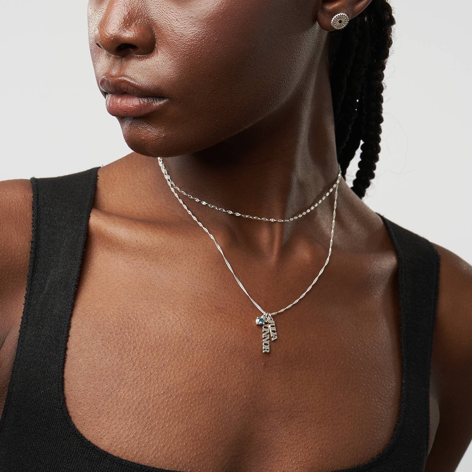 Singapore Chain Name Necklace With 0.3 Ct Fancy Diamond - Silver - Oak ...