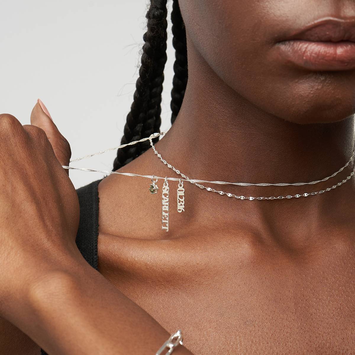 Singapore Chain Name Necklace With 0.3 Ct Fancy Diamond - Silver - Oak ...