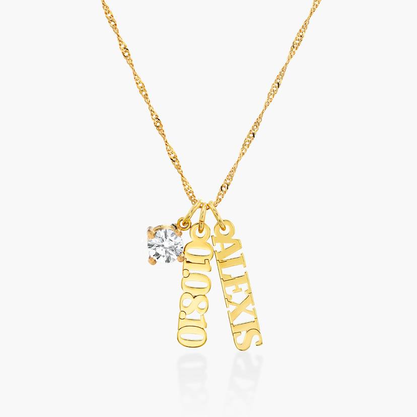 Singapore Chain Name Necklace With 1ct Diamond- Gold Vermeil - Oak & Luna