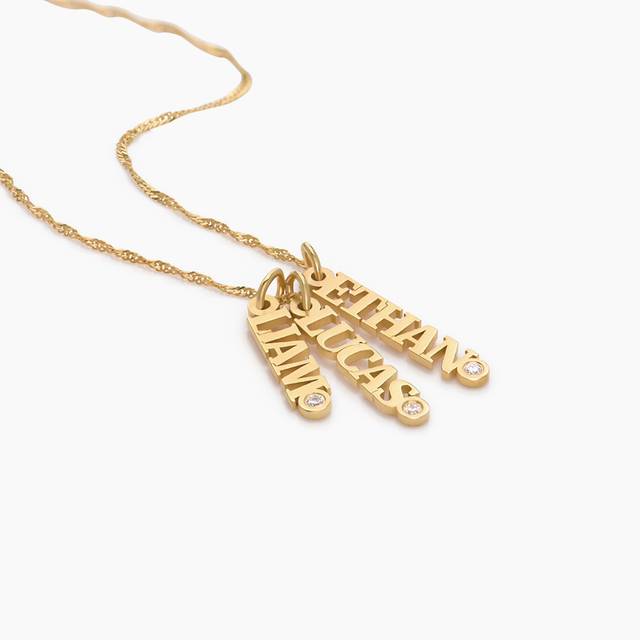 Singapore Chain Name Necklace with Diamonds - 14k Solid Gold - Oak & Luna