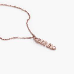 Singapore Chain Name Necklace with Diamonds - Rose Vermeil - Oak & Luna