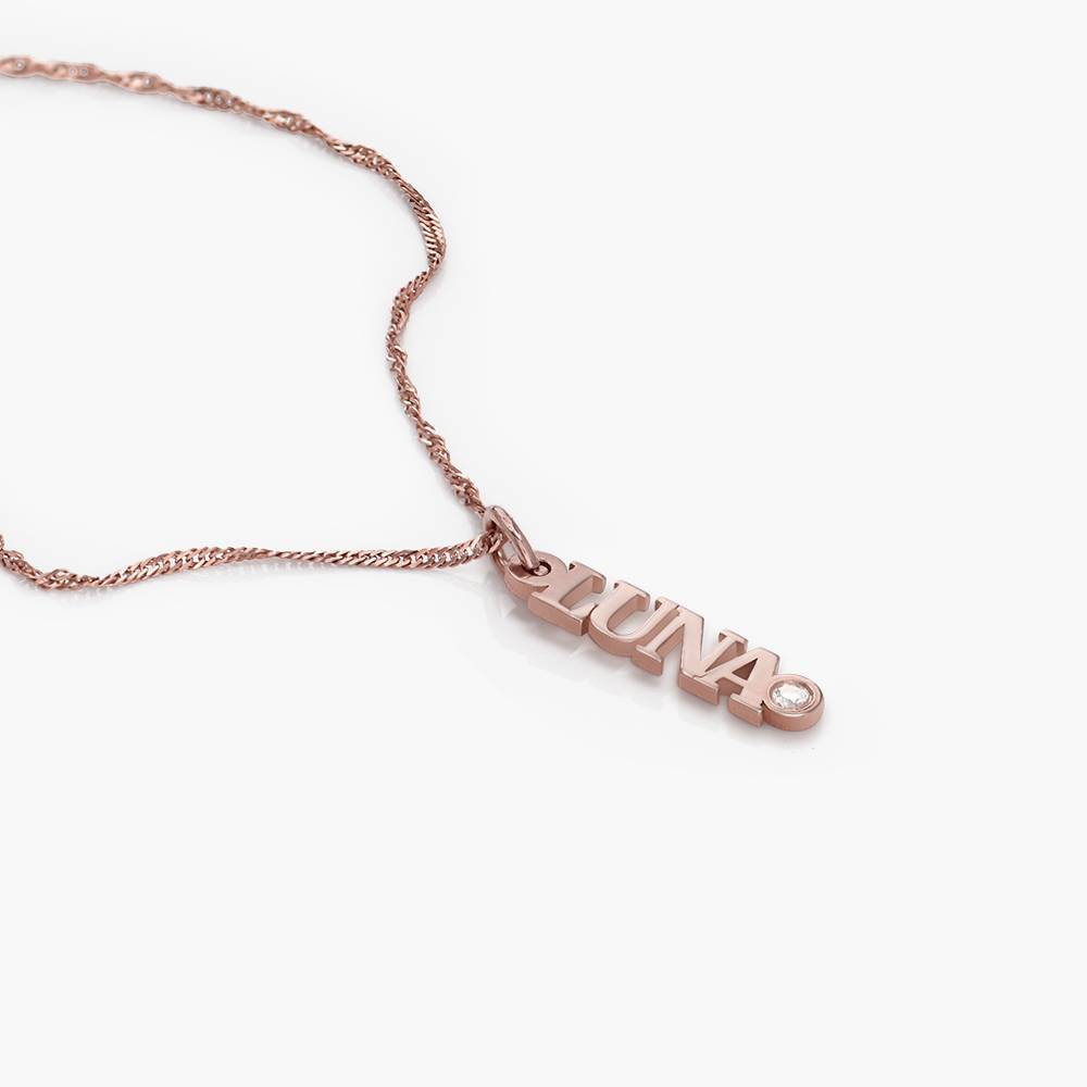 Singapore Chain Name Necklace with Diamonds - Rose Vermeil - Oak & Luna