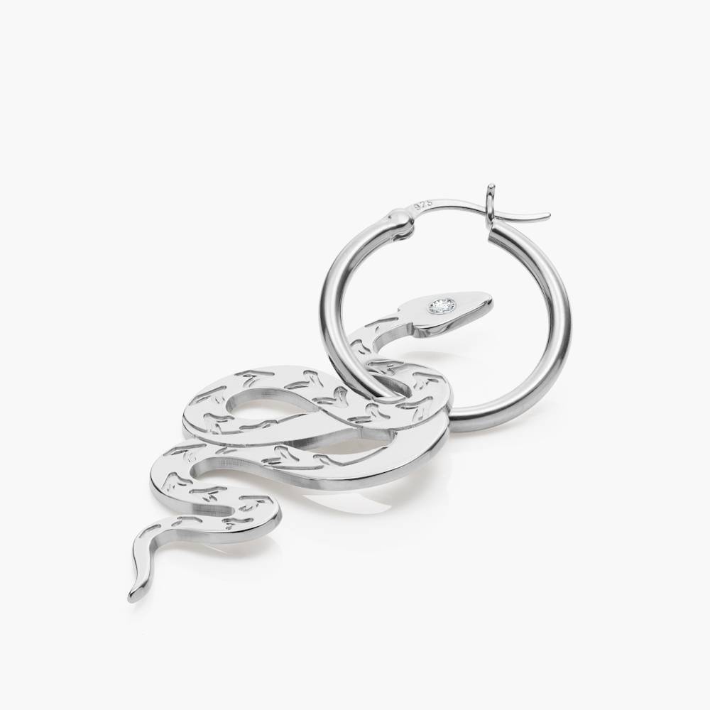 Snake Hoop Earrings with Diamond - Silver - Oak & Luna
