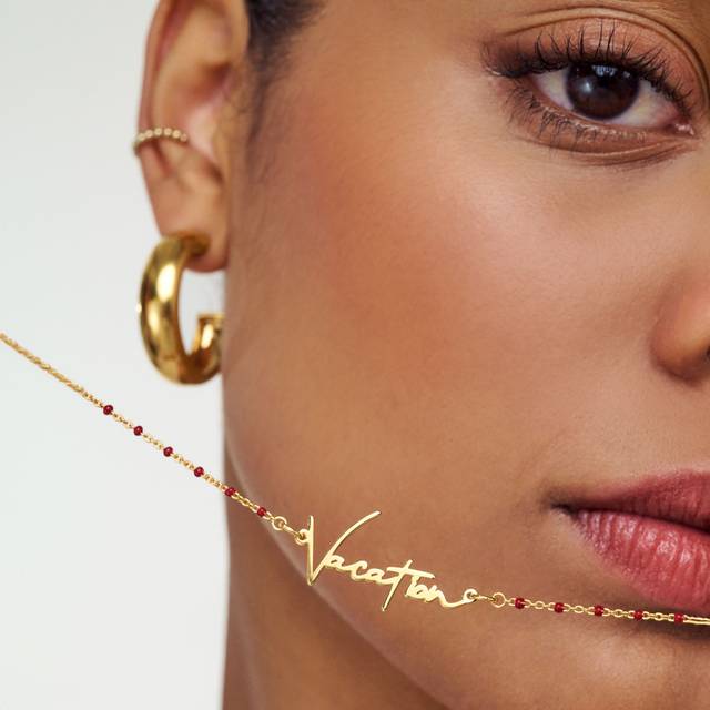 Soltale Bordeaux Belle Name Necklace - Gold Vermeil - Oak & Luna