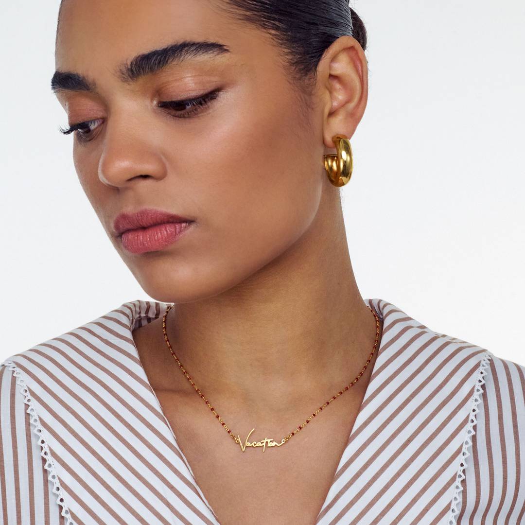 Soltale Bordeaux Belle Name Necklace - Gold Vermeil - Oak & Luna