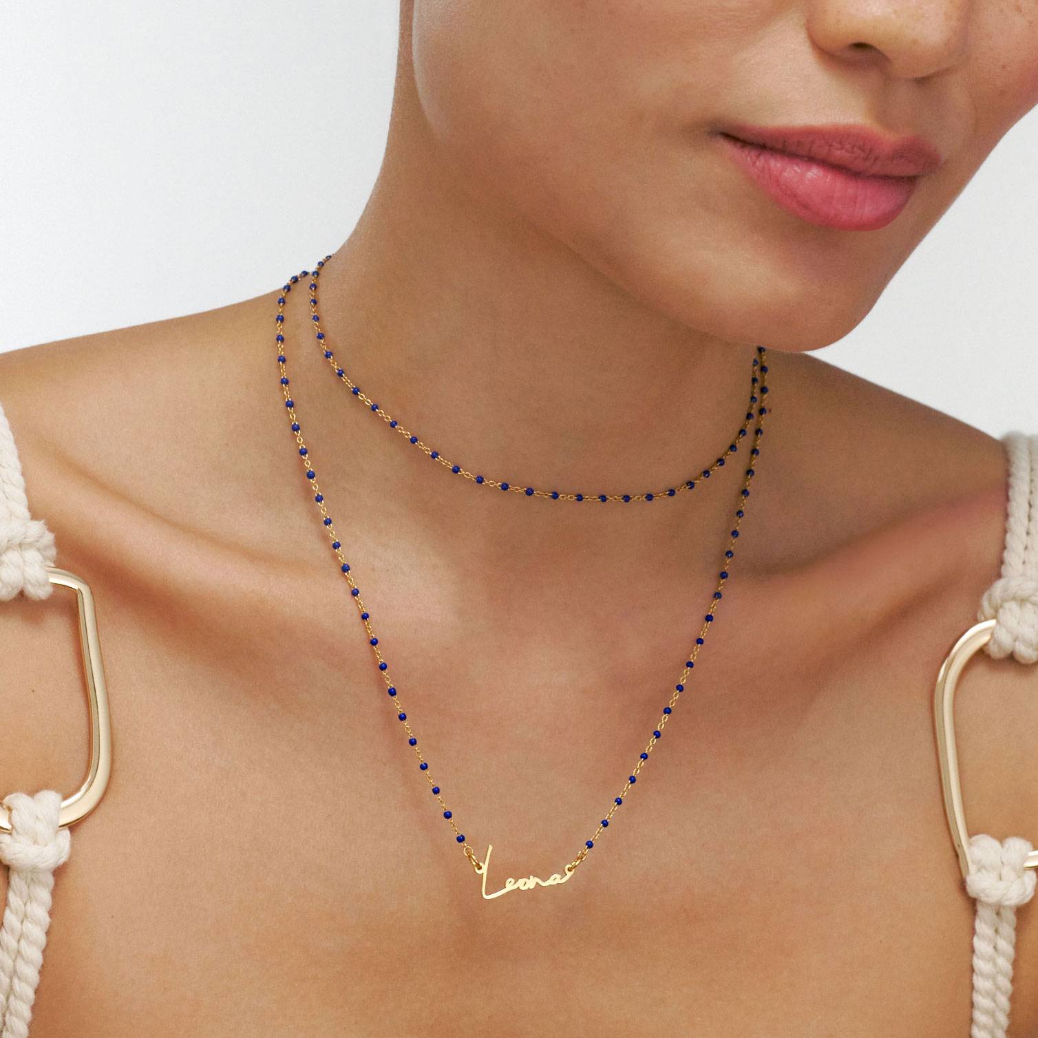 Soltale Royal Blue Belle Name Necklace - Gold Vermeil - Oak & Luna
