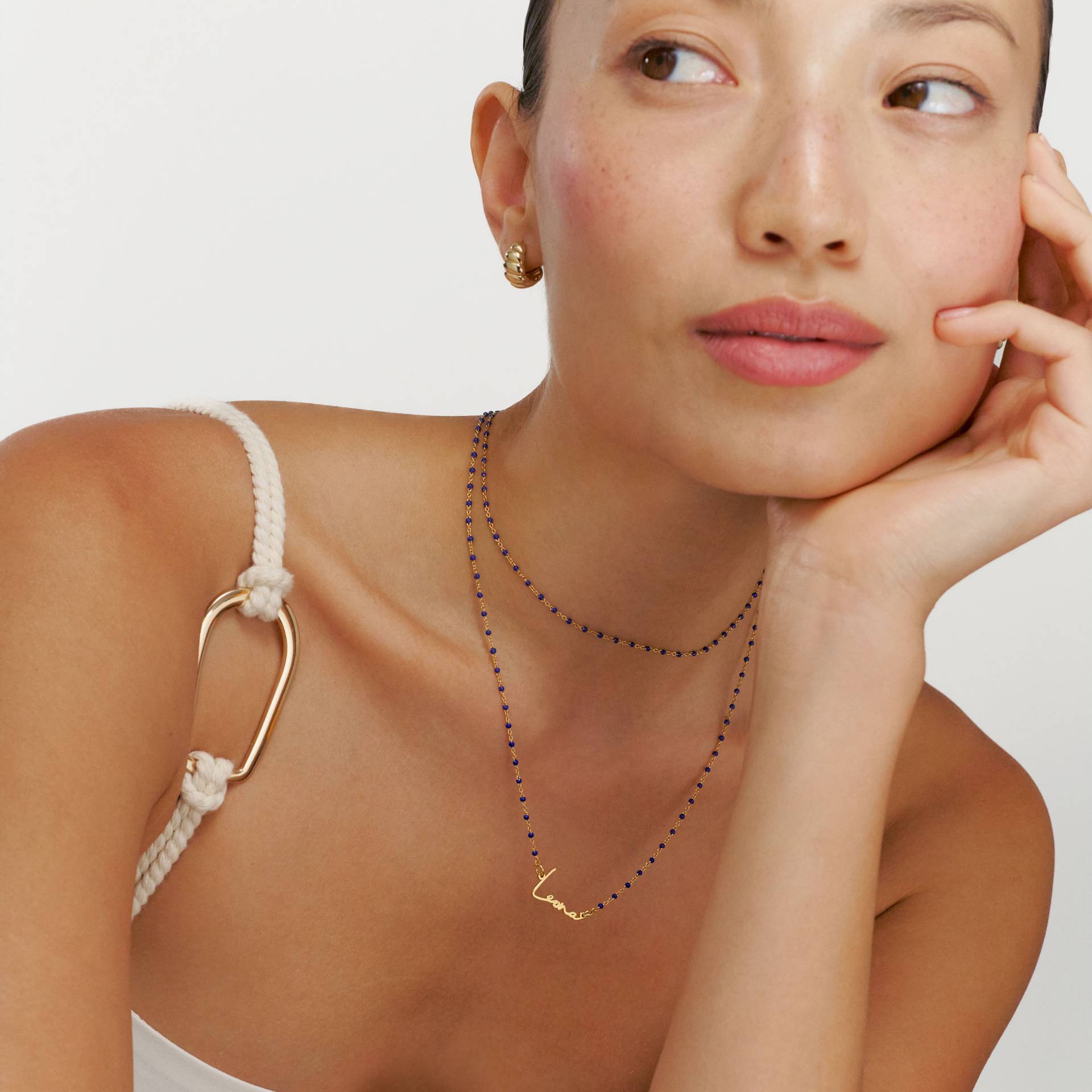 Soltale Royal Blue Belle Name Necklace - Gold Vermeil - Oak & Luna