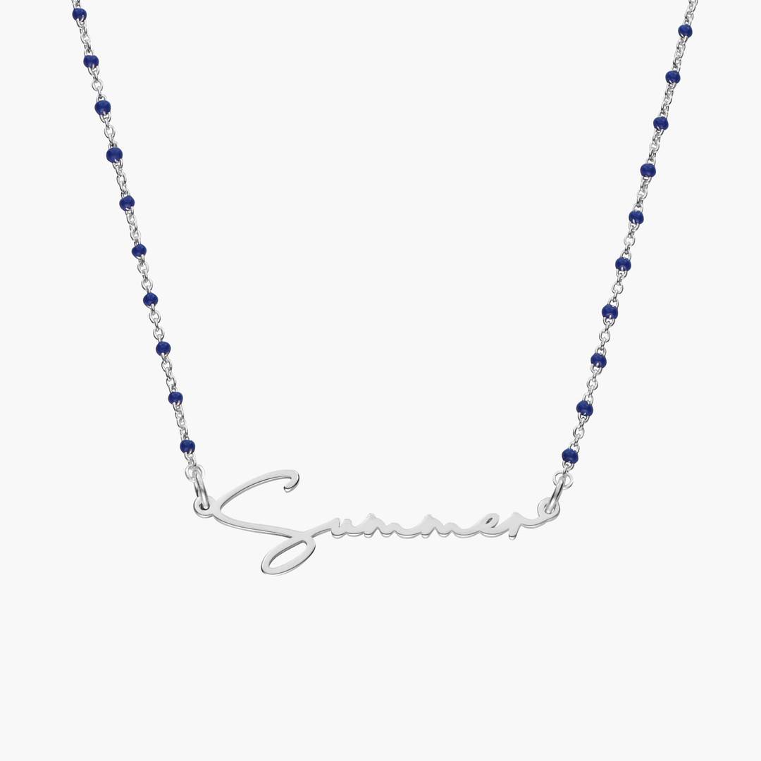Soltale Royal Blue Belle Name Necklace - Silver - Oak & Luna