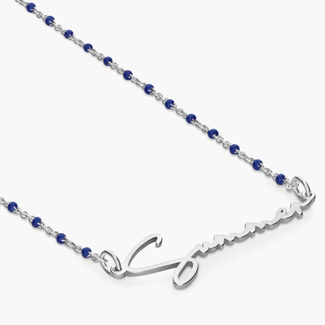 Soltale Royal Blue Belle Name Necklace - Silver - Oak & Luna