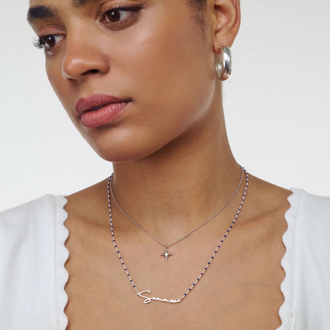 Soltale Royal Blue Belle Name Necklace - Silver - Oak & Luna