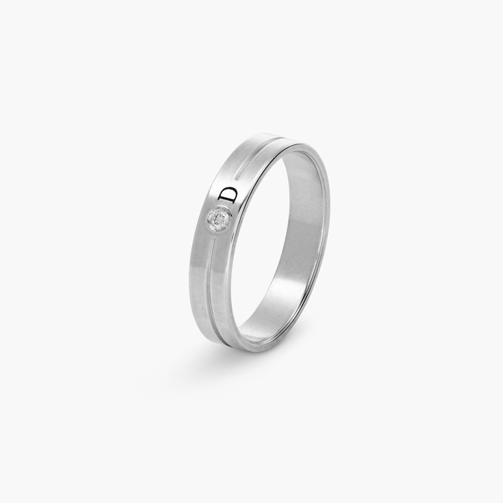 Stackable Engraved Soul Band Ring with Diamonds- Silver - Oak & Luna