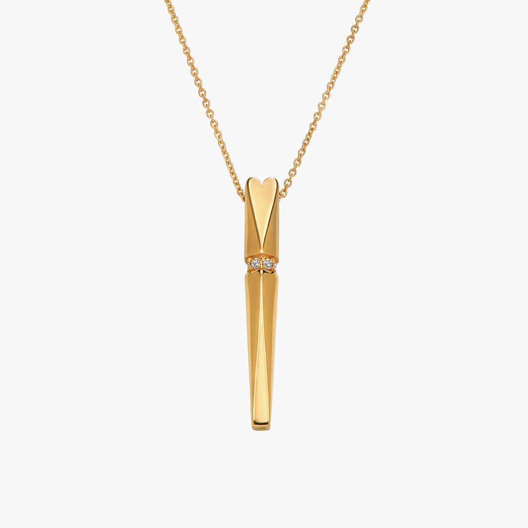 The Love Bar Pendant- Gold Vermeil with Diamonds - Oak & Luna