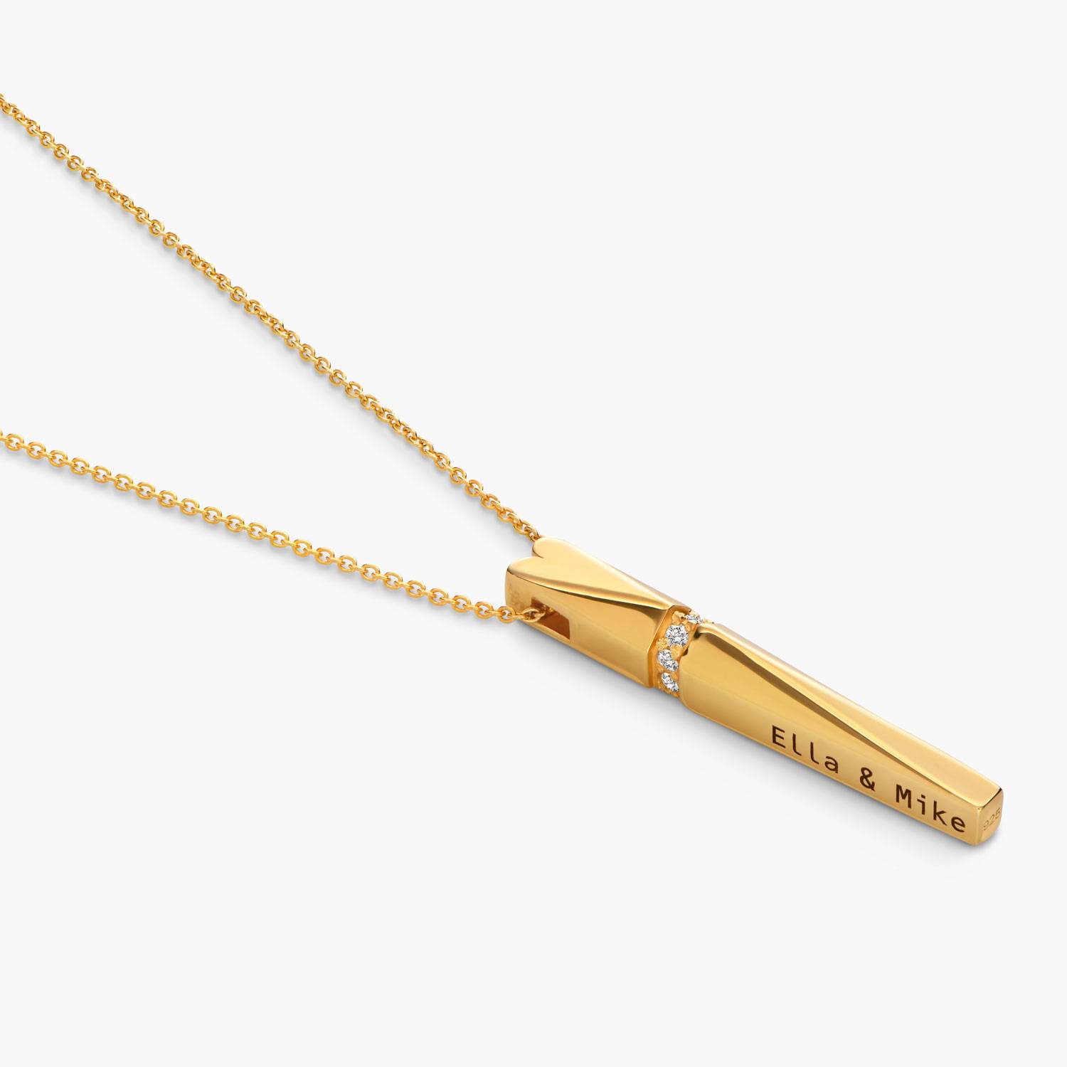 The Love Bar Pendant- Gold Vermeil with Diamonds - Oak & Luna