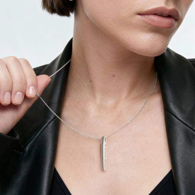 The Love Bar Pendant- Silver - Oak & Luna