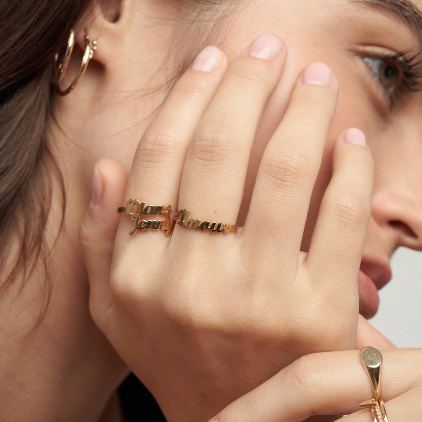 The One Name Ring - Gold Vermeil - Oak & Luna