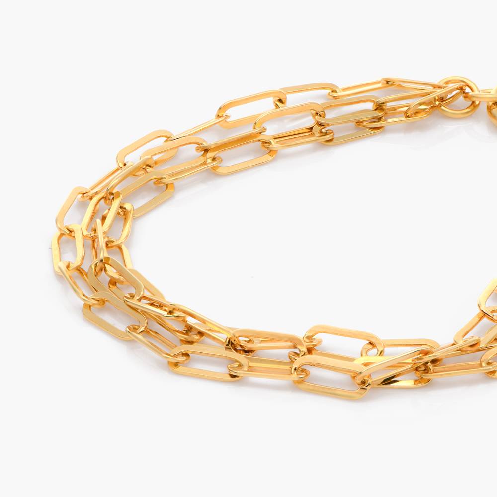 Three Layer Paper Clip Chain Bracelet - Gold Vermeil - Oak & Luna