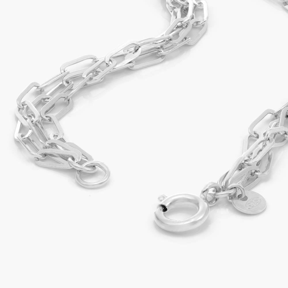 Three Layer Paper Clip Chain Bracelet - Silver - Oak & Luna