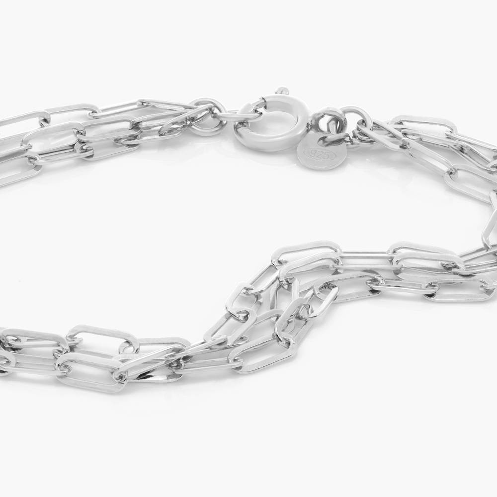 Three Layer Paper Clip Chain Bracelet - Silver - Oak & Luna