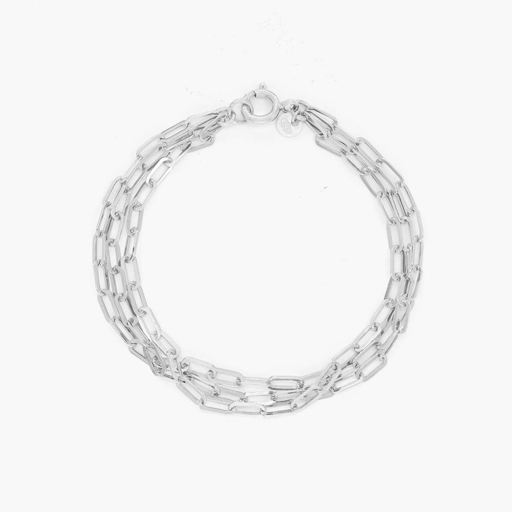 Three Layer Paper Clip Chain Bracelet - Silver - Oak & Luna