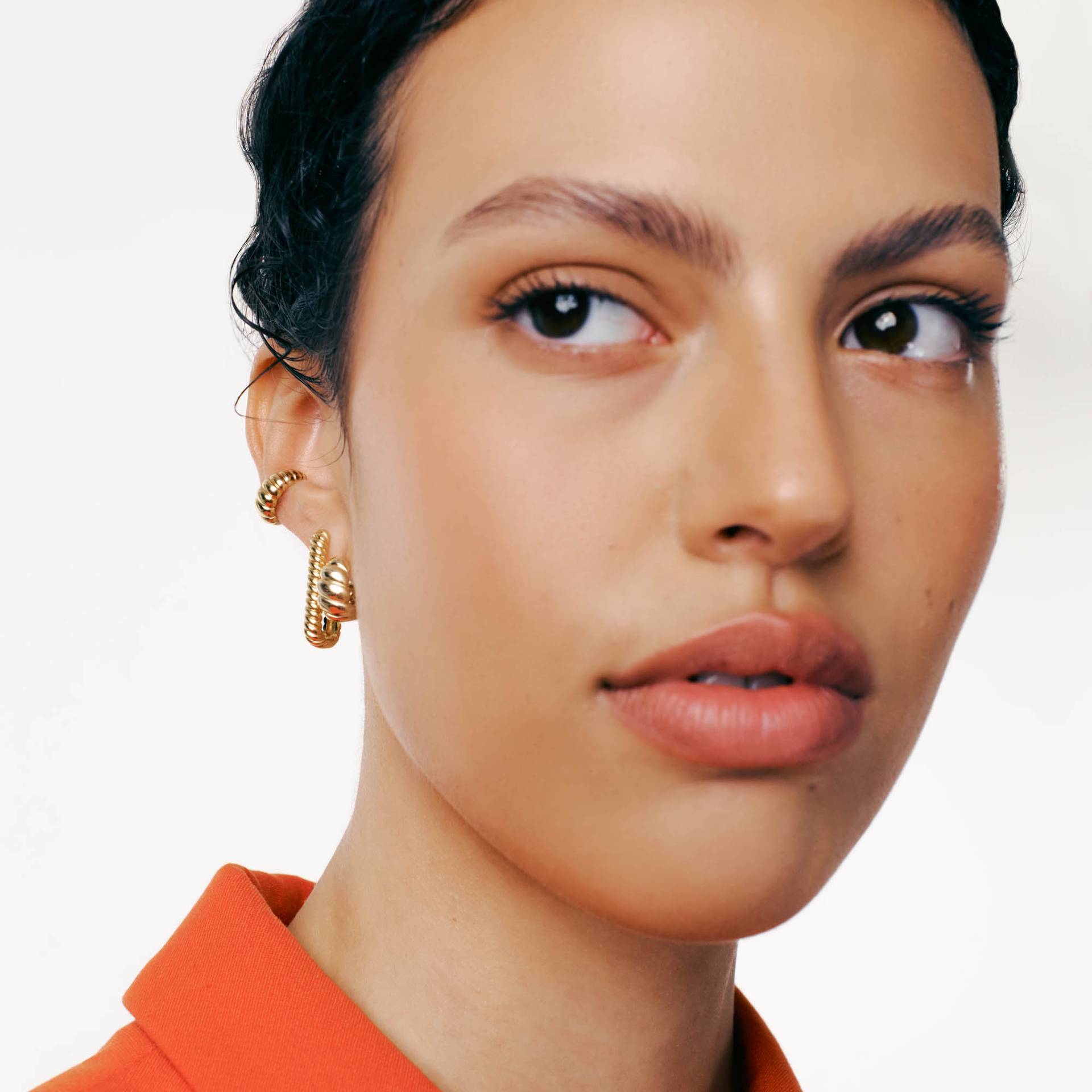 Twisted Rectangle Hoop Earrings - Gold Vermeil - Oak & Luna