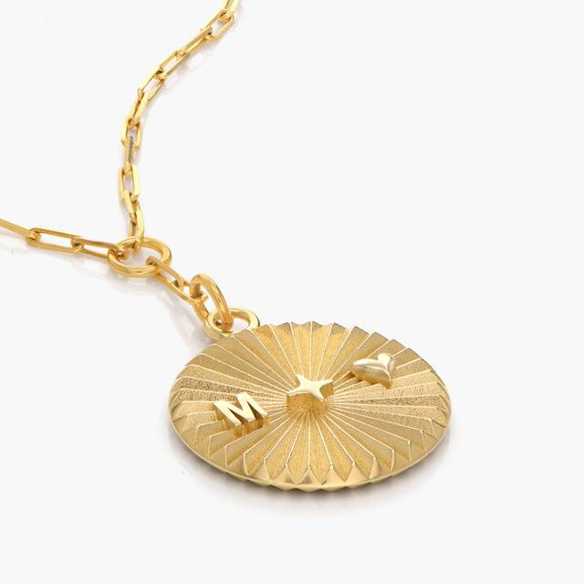 Tyra Initial Medallion Necklace - 14k Solid Gold - Oak & Luna