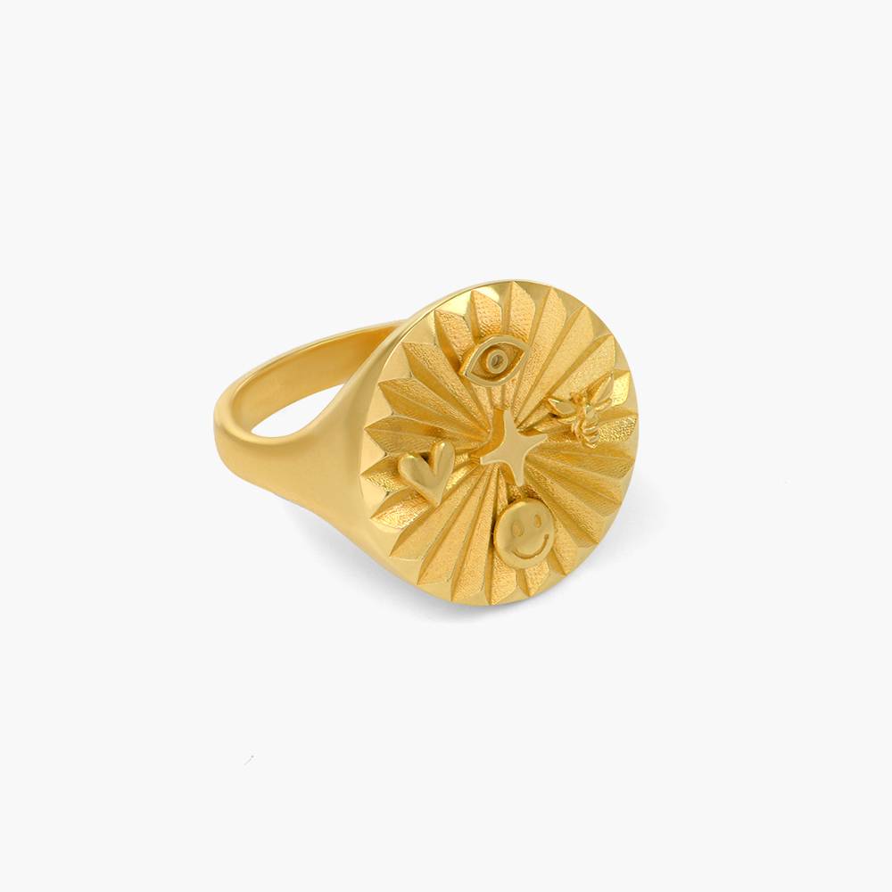 Tyra Initial Medallion Ring - Gold Vermeil - Oak & Luna
