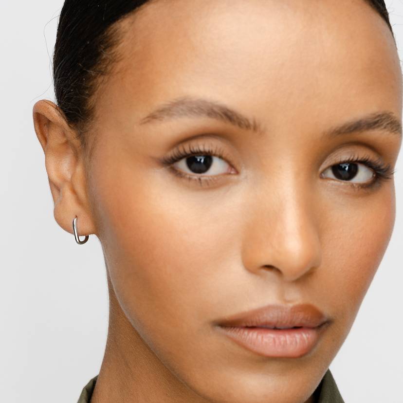 U Shape Hoop Earrings - Silver - Oak & Luna