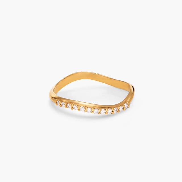 Wavy Ring with Diamonds - Gold Vermeil - Oak & Luna