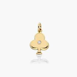 Willow Card Initials Charm With Diamond - 14K Solid Gold - Oak & Luna