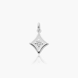 Willow Card Initials Charm With Diamond - Silver - Oak & Luna