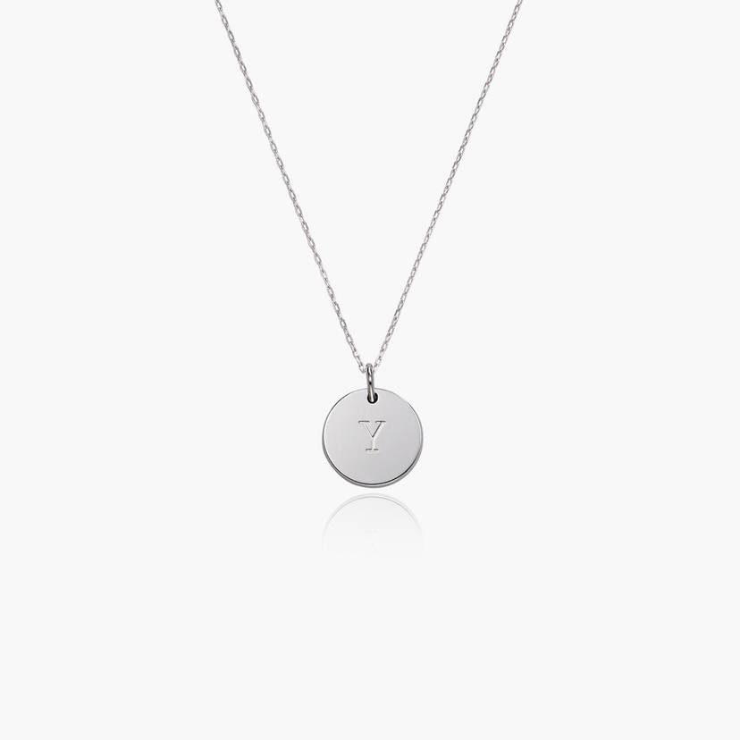 Willow Disc Initial Necklace – 14k White Gold - Oak & Luna