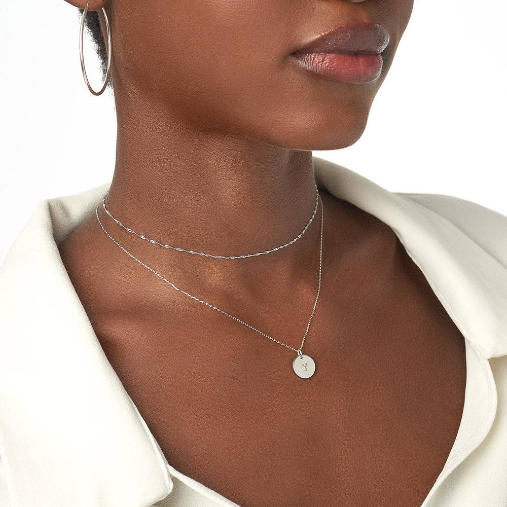 Willow Disc Initial Necklace – 14k White Gold - Oak & Luna