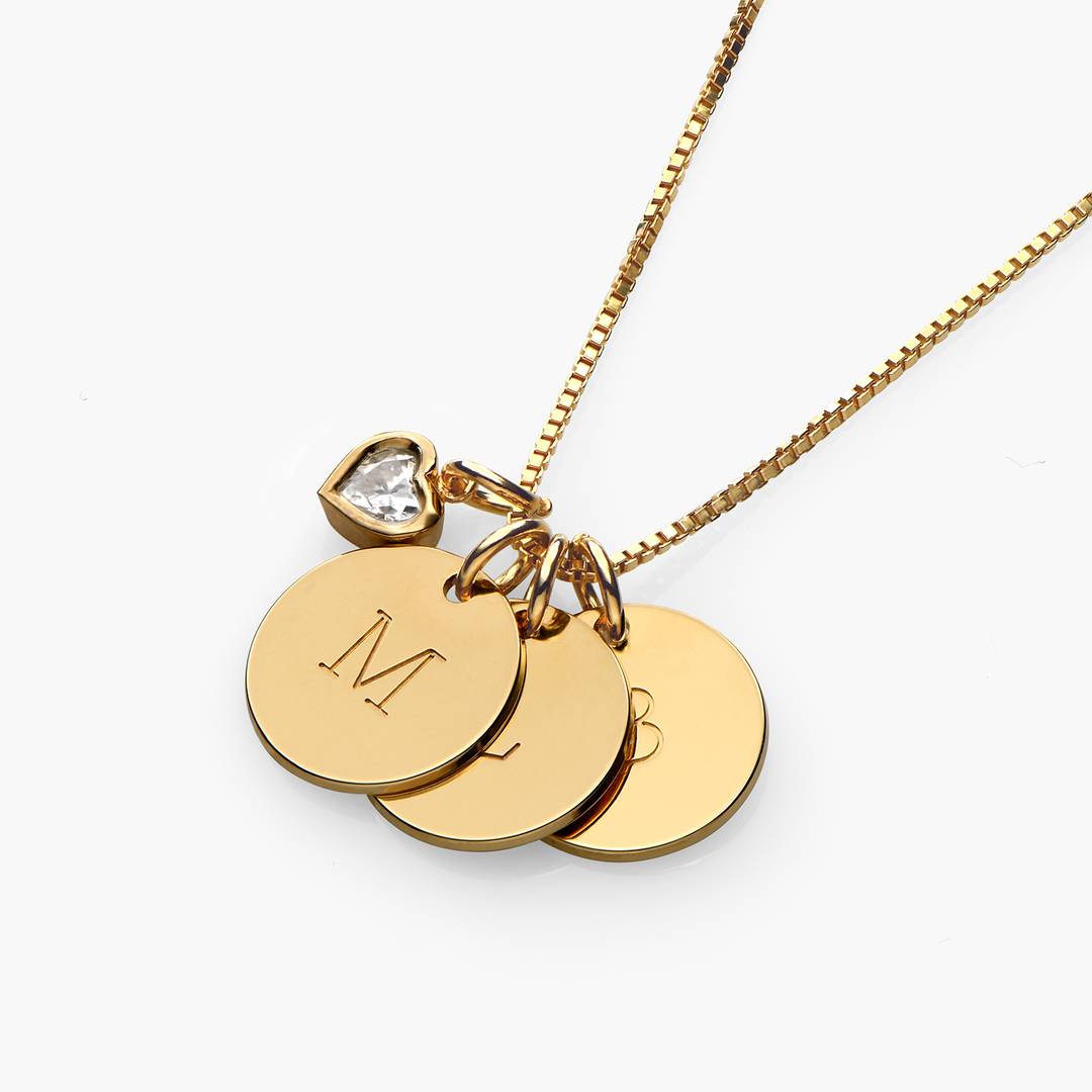 Willow Disc Initial Necklace With 0.2 Ct Heart Shaped Diamond - Gold ...