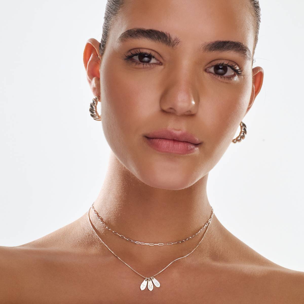 Willow Drop Initial Necklace - Silver - Oak & Luna