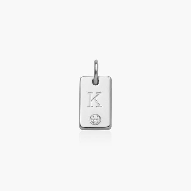 Willow Tag Initial Charm with Diamond - 14k White Gold - Oak & Luna
