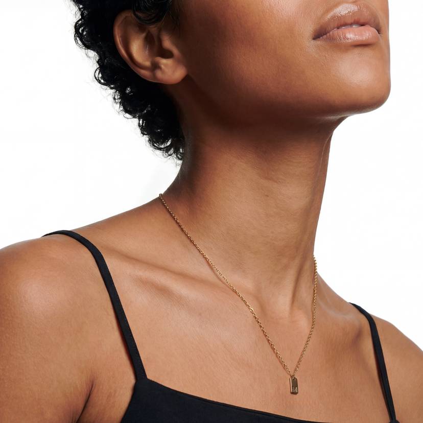 Willow Tag Initial Necklace - 10K Solid Gold - Oak & Luna