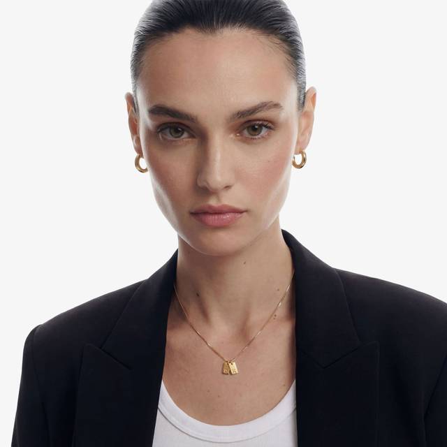 Willow Tag Initial Necklace - Gold - Oak & Luna